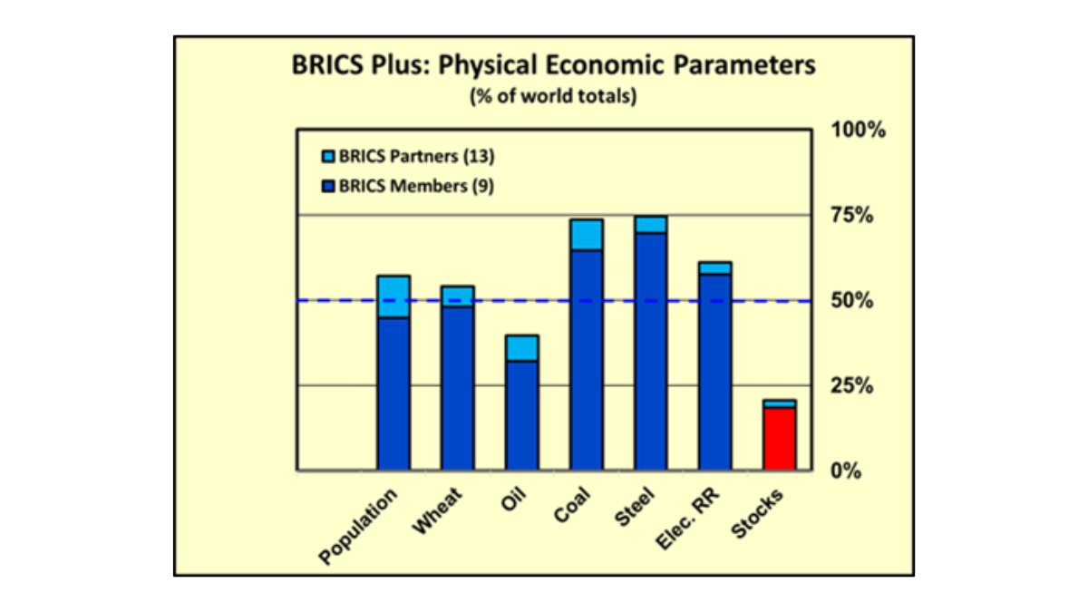 Some Physical Economic Parameters of the Newly-Expanded BRICS Plus